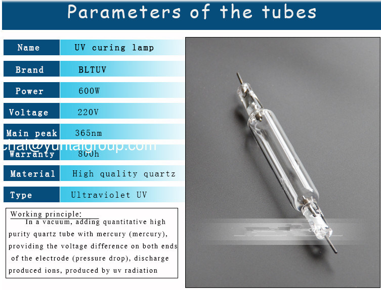 600 w145 mm 220v pin type UV ultraviolet lamp UV curing lamp High ...